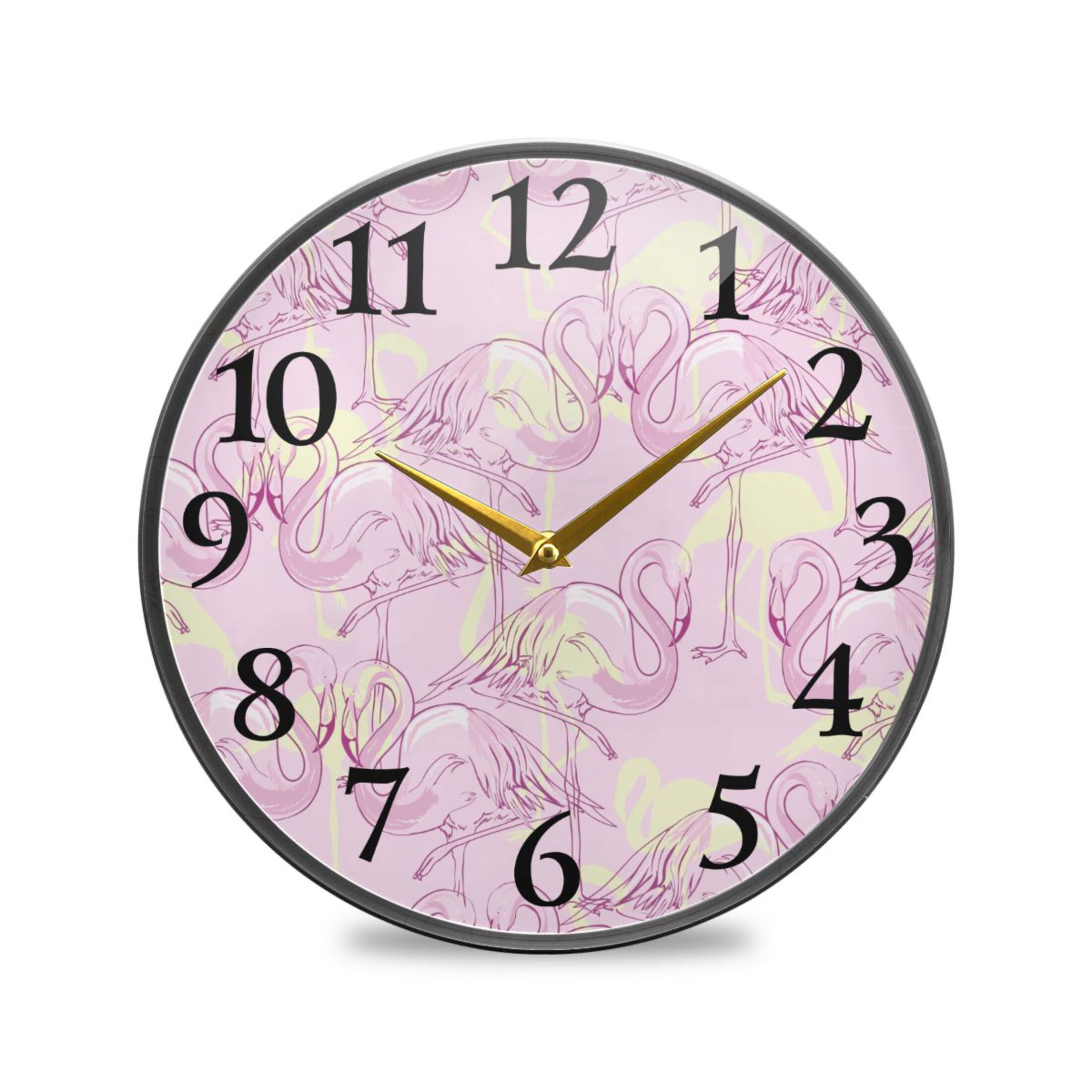 Flamingos Pink Wall Clocks Battery Operated 9.5 Inch Round Clock ...