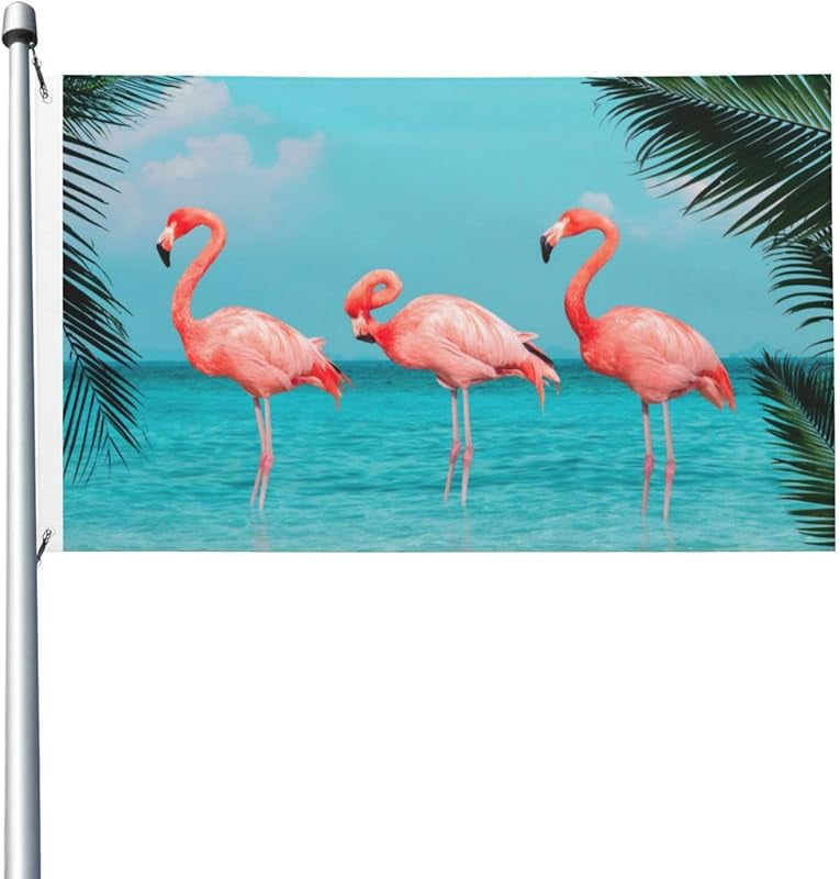 Flamingos Standing In Clear Sea Flag 3x5 Ft Decorative Banner Durable ...