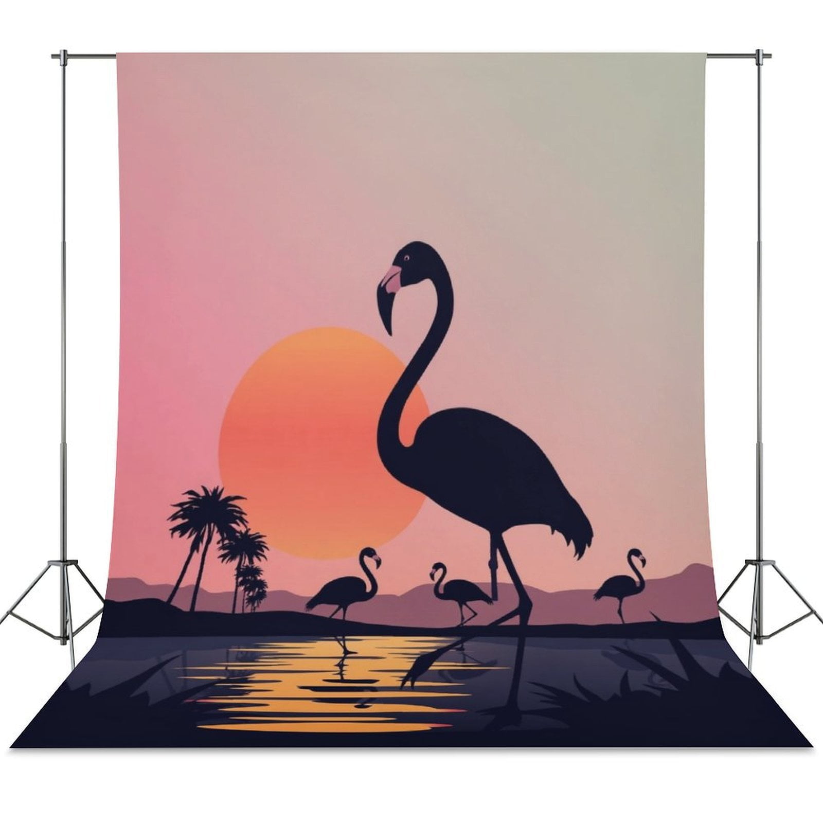 Flamingos Sunset Silhouette Party Backdrop Birthday Decoration ...