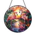 Flamingos at Sunset Stained Glass Suncatcher – Tropical Window Decor ...