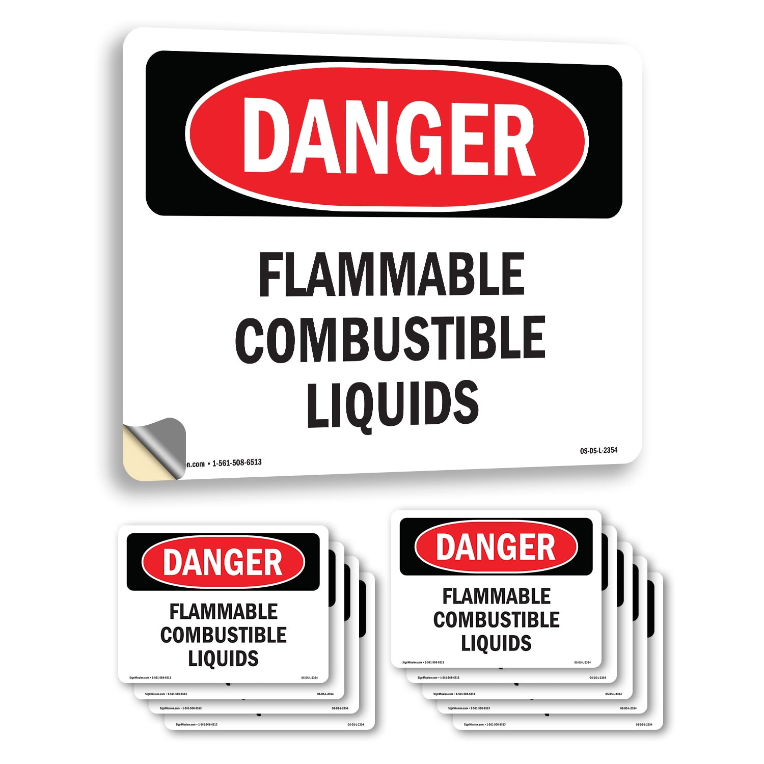 Flammable Combustible Liquids OSHA Danger Vinyl Decal Label 7 Inch x 5 ...