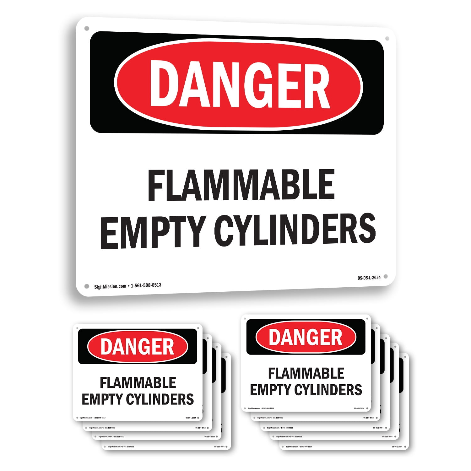 Flammable Empty Cylinders OSHA Danger Aluminum Sign 24 Inch x 18 Inch ...