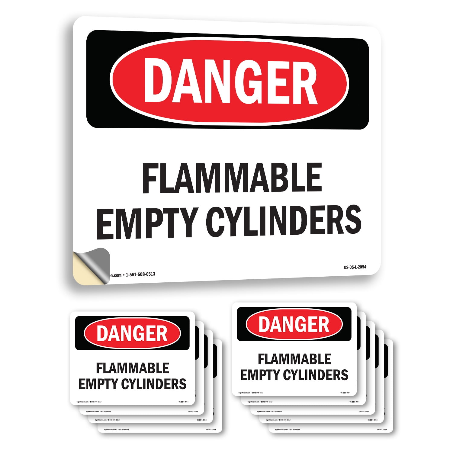 Flammable Empty Cylinders OSHA Danger Vinyl Decal Label 24 Inch x 18 ...