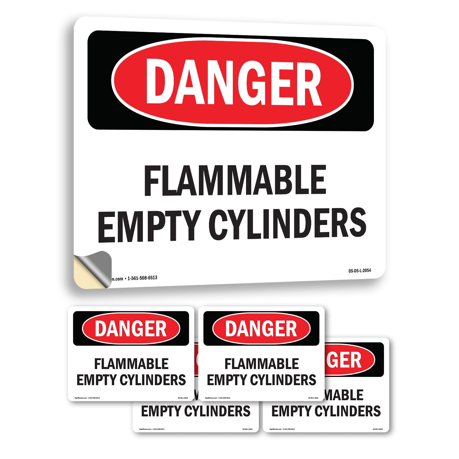 Flammable Empty Cylinders OSHA Danger Vinyl Decal Label 24 Inch x 18 ...