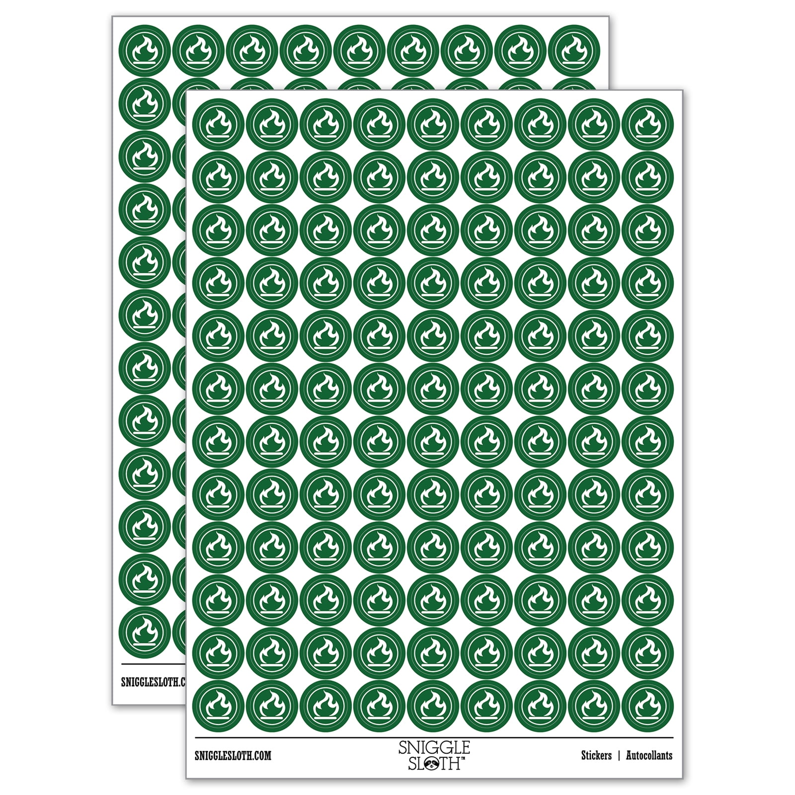 Flammable Fire Icon 200+ Round Stickers - Dark Green - Matte Finish - 0 ...