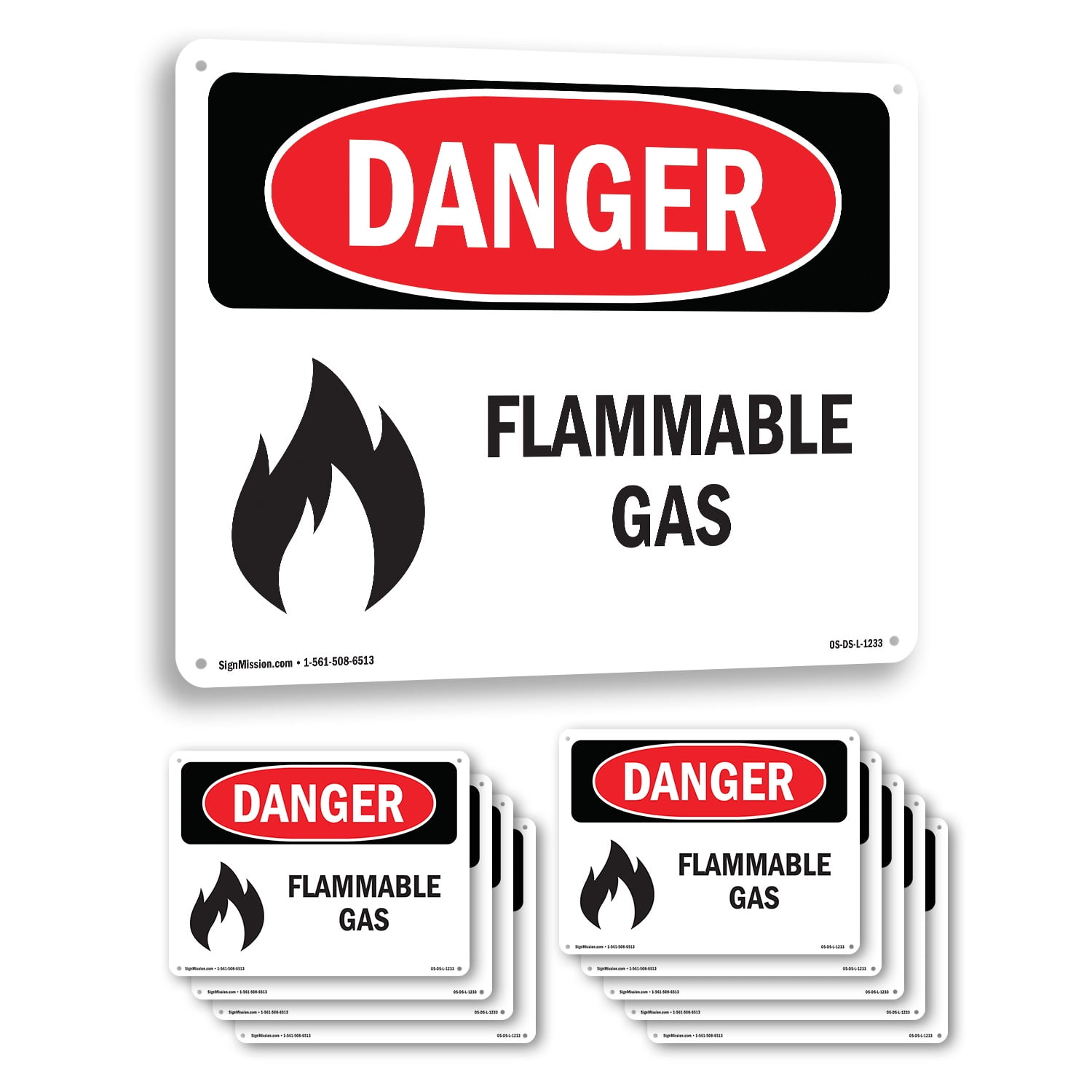 Flammable Gas OSHA Danger Rigid Plastic Sign 24 Inch x 18 Inch - 10 ...