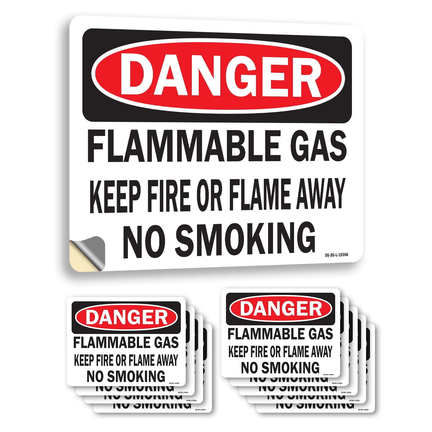 Flammable Gas OSHA Danger Vinyl Decal Label 24 Inch x 18 Inch - 10 Pack ...