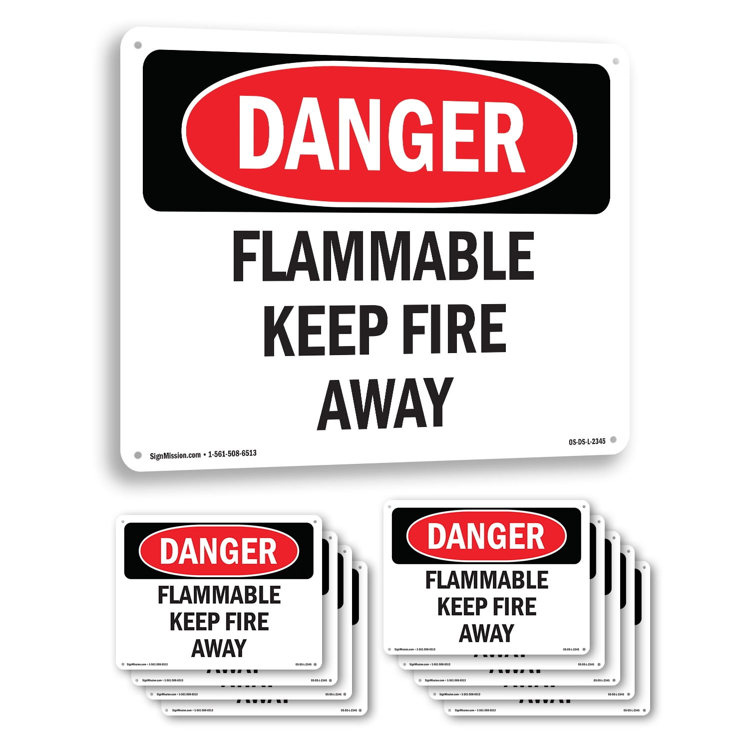 Flammable Keep Fire Away OSHA Danger Rigid Plastic Sign 14 Inch x 10 ...