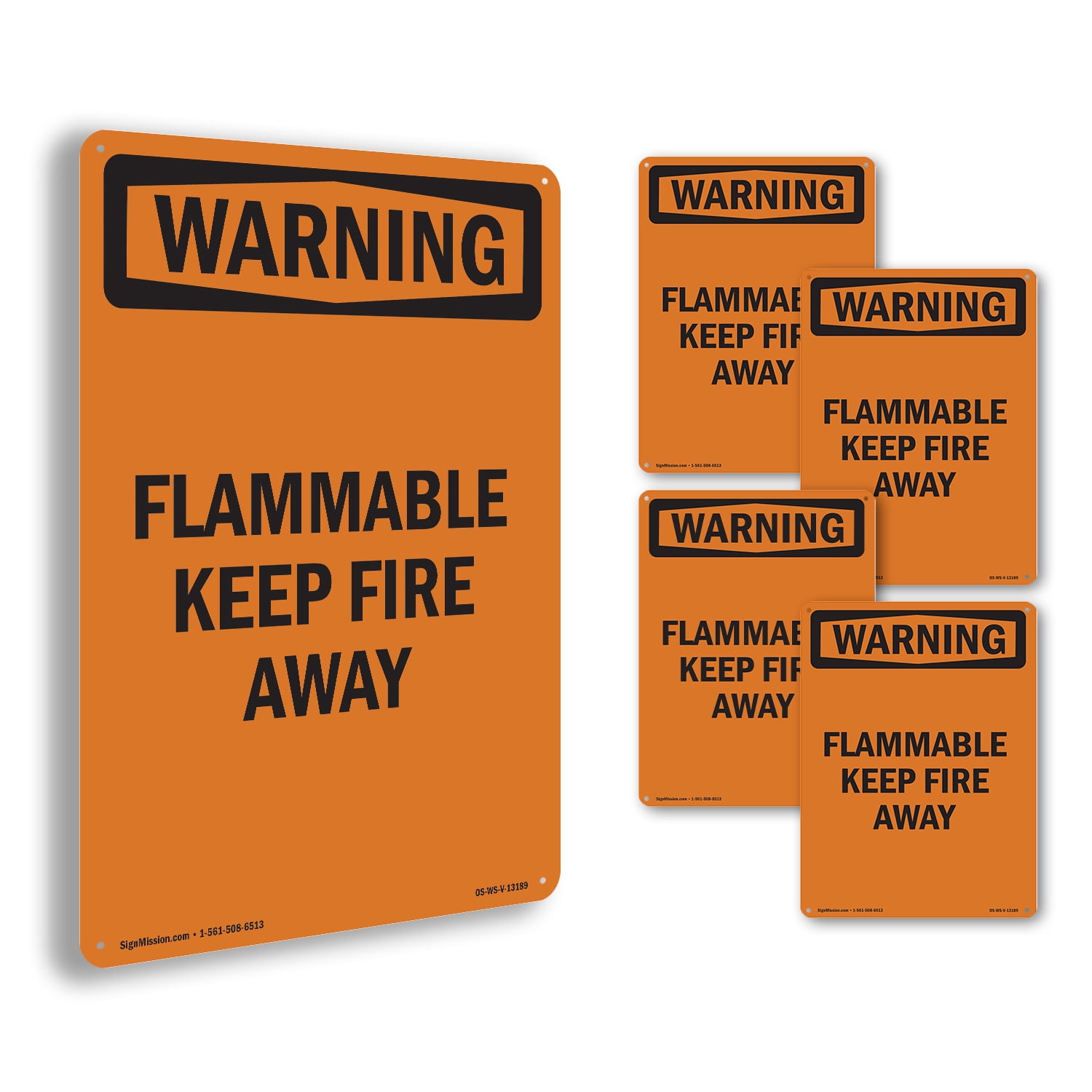 Flammable Keep Fire Away OSHA WARNING Rigid Plastic Sign 10 Inch x 7 ...