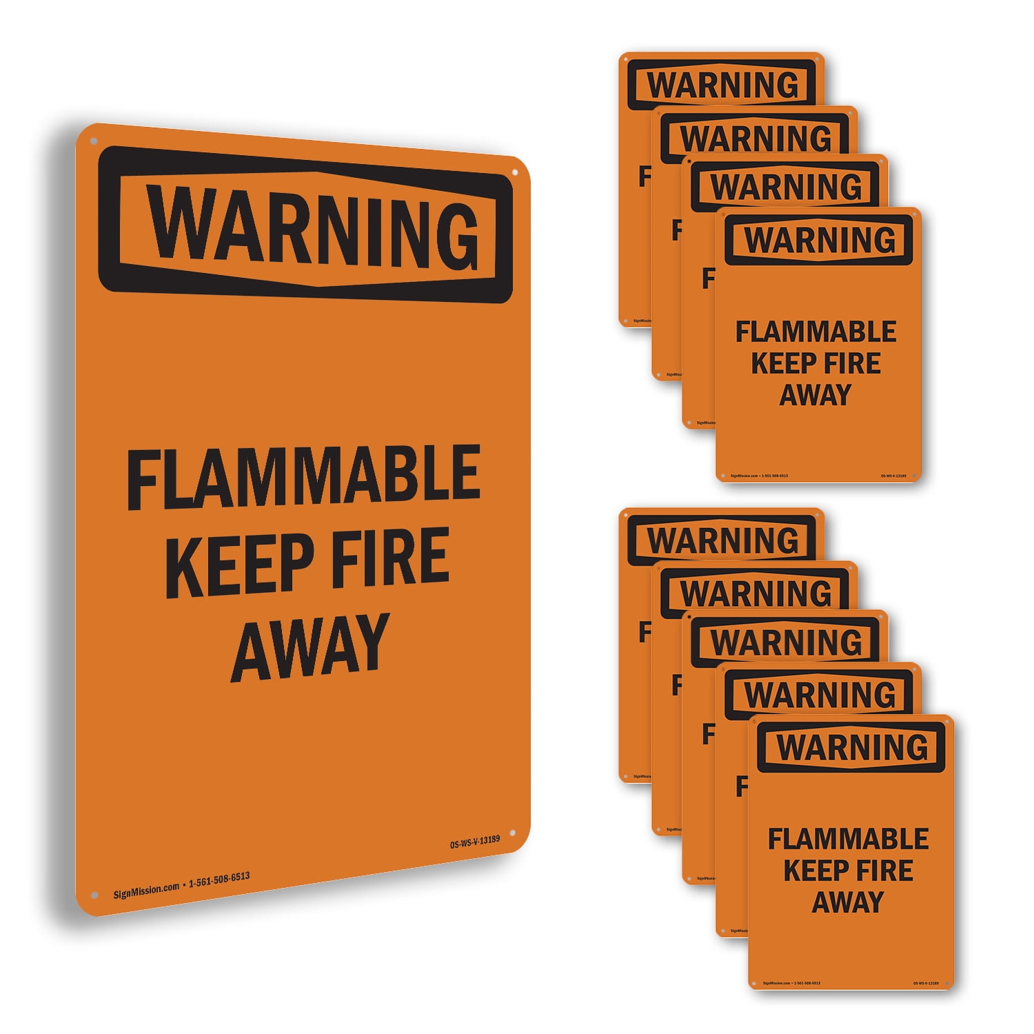 Flammable Keep Fire Away OSHA WARNING Rigid Plastic Sign 24 Inch x 18 ...