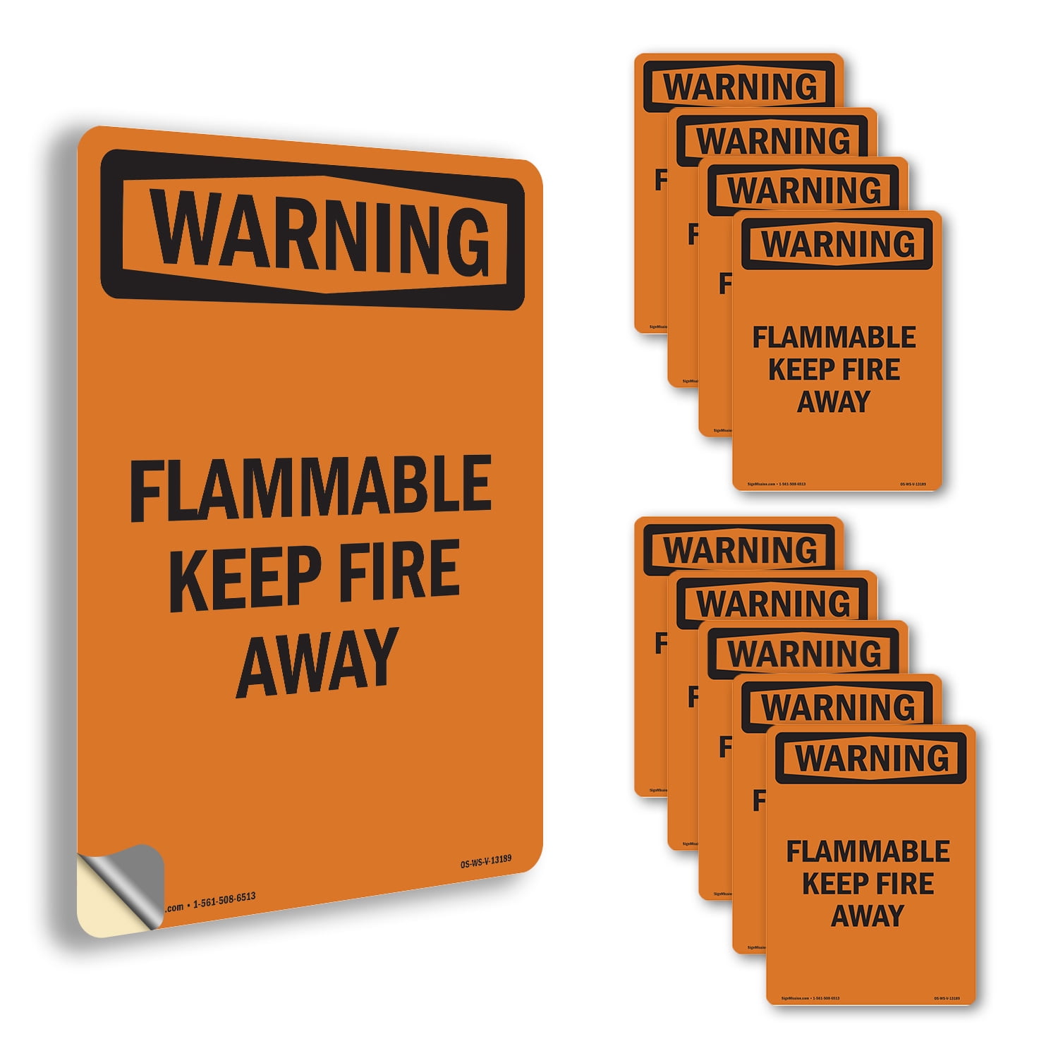 Flammable Keep Fire Away OSHA WARNING Vinyl Decal Label 18 Inch x 12 ...