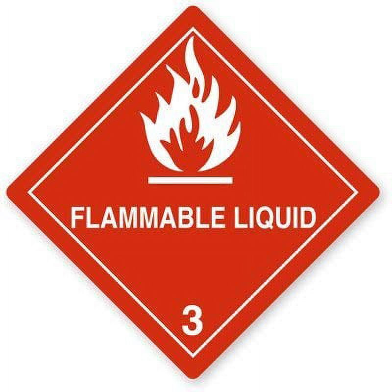 Flammable Liquid Danger Labels, 4" x 4", Bright Red with DOT Hazmat ...