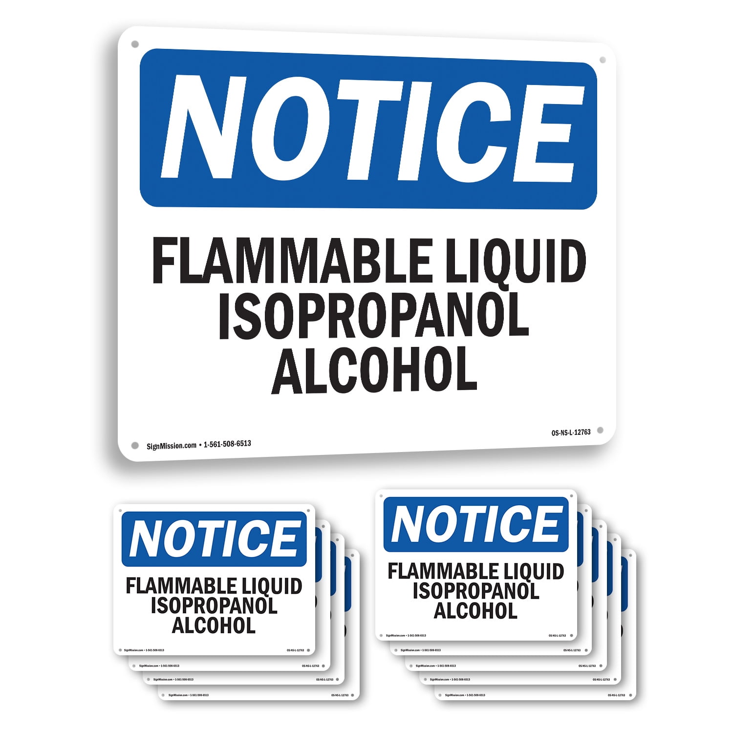 Flammable Liquid Isopropanol Alcohol OSHA Notice Rigid Plastic Sign 24 ...