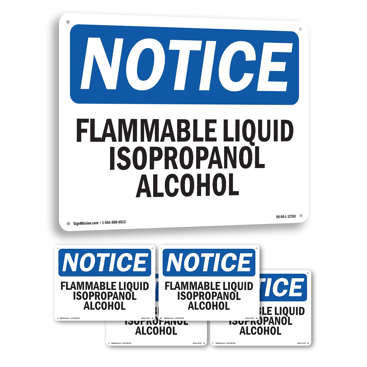Flammable Liquid Isopropanol Alcohol OSHA Notice Rigid Plastic Sign 24 ...