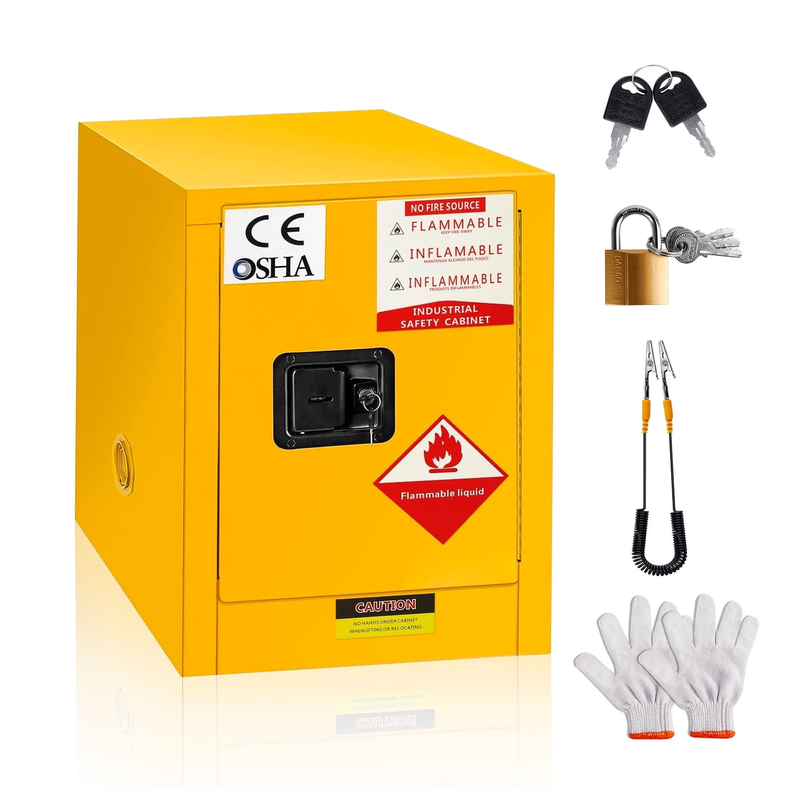 Flammable Liquid Safety Cabinet, Yellow 4 Gallon Capacity, Adjustable ...