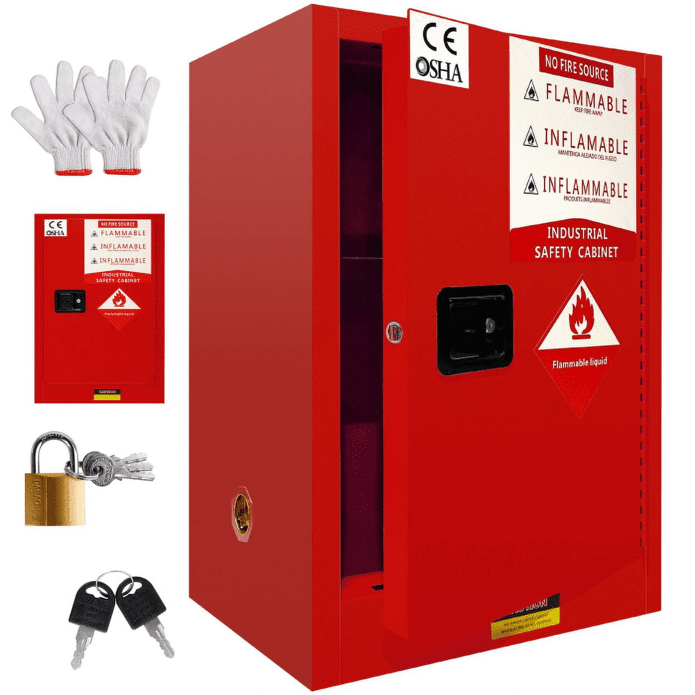 Flammable Liquid Storage Cabinet, 12 Gallon, Welded Body, Fire ...