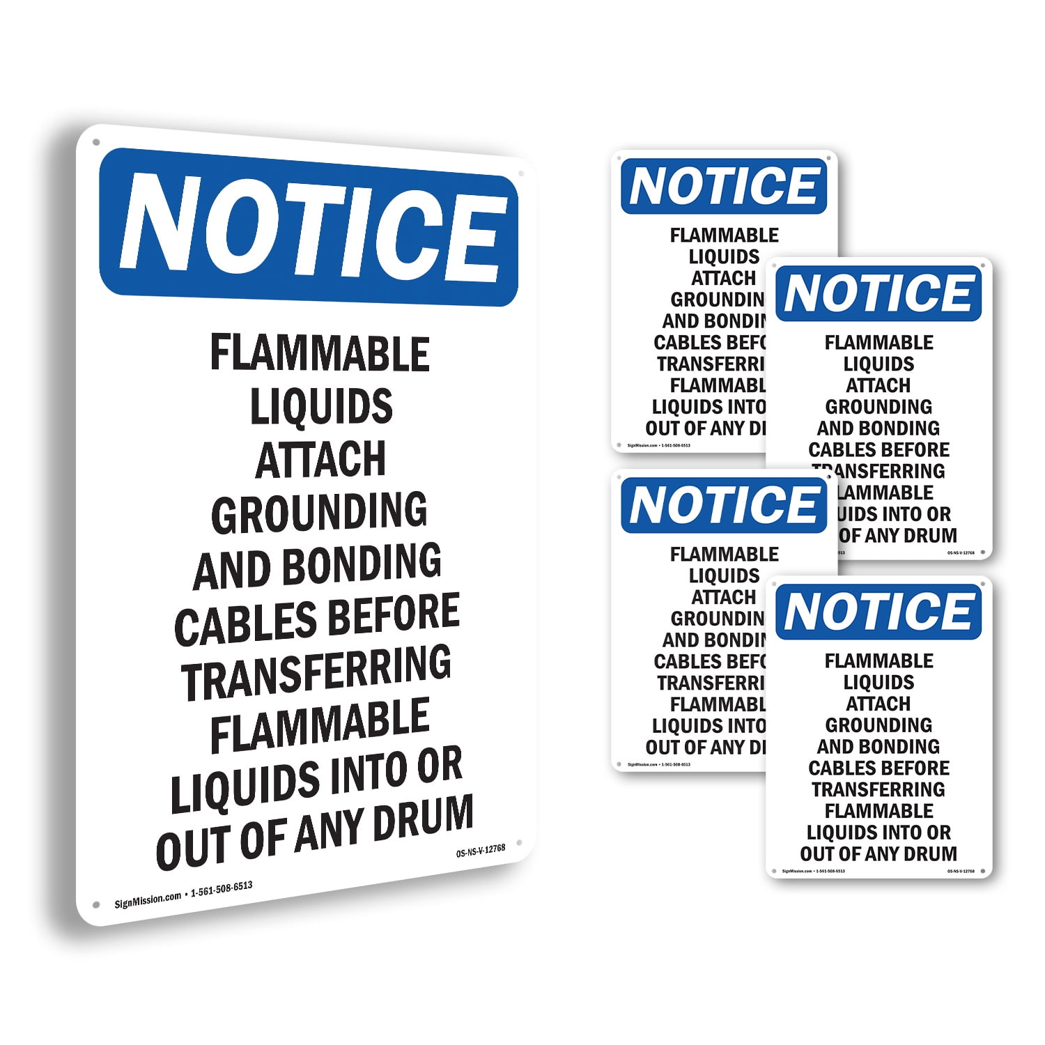 Flammable Liquids Attach Grounding OSHA Notice Rigid Plastic Sign 10 ...