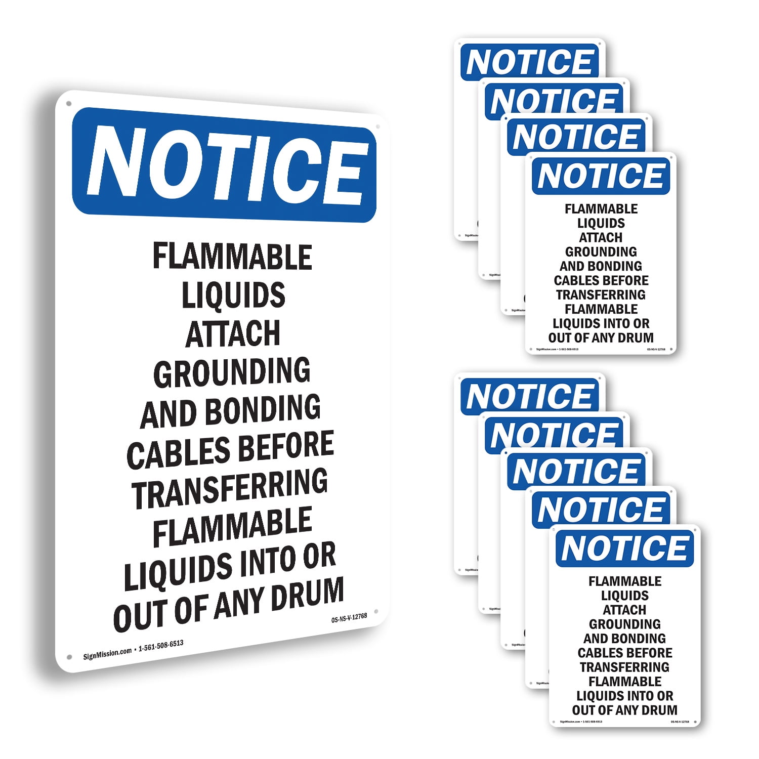 Flammable Liquids Attach Grounding OSHA Notice Rigid Plastic Sign 24 ...