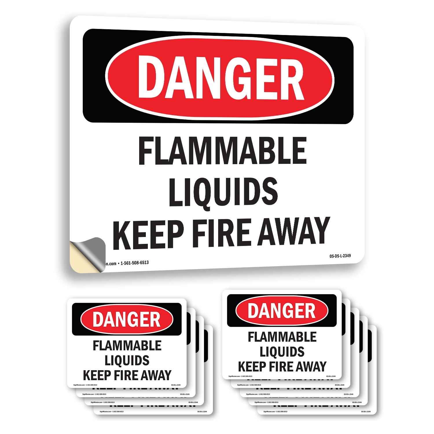 Flammable Liquids Keep Fire Away OSHA Danger Vinyl Decal Label 18 Inch ...