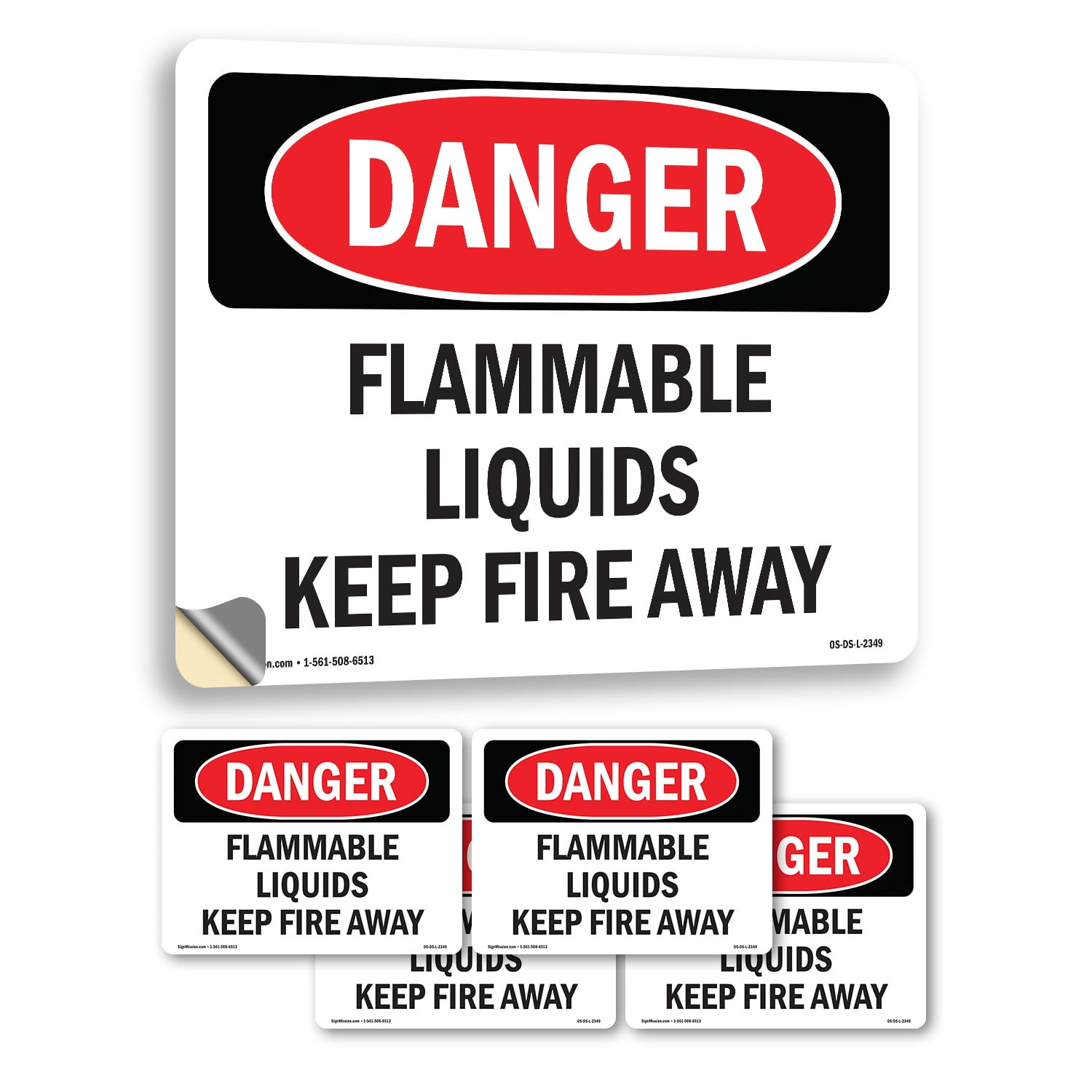 Flammable Liquids Keep Fire Away OSHA Danger Vinyl Decal Label 7 Inch x ...