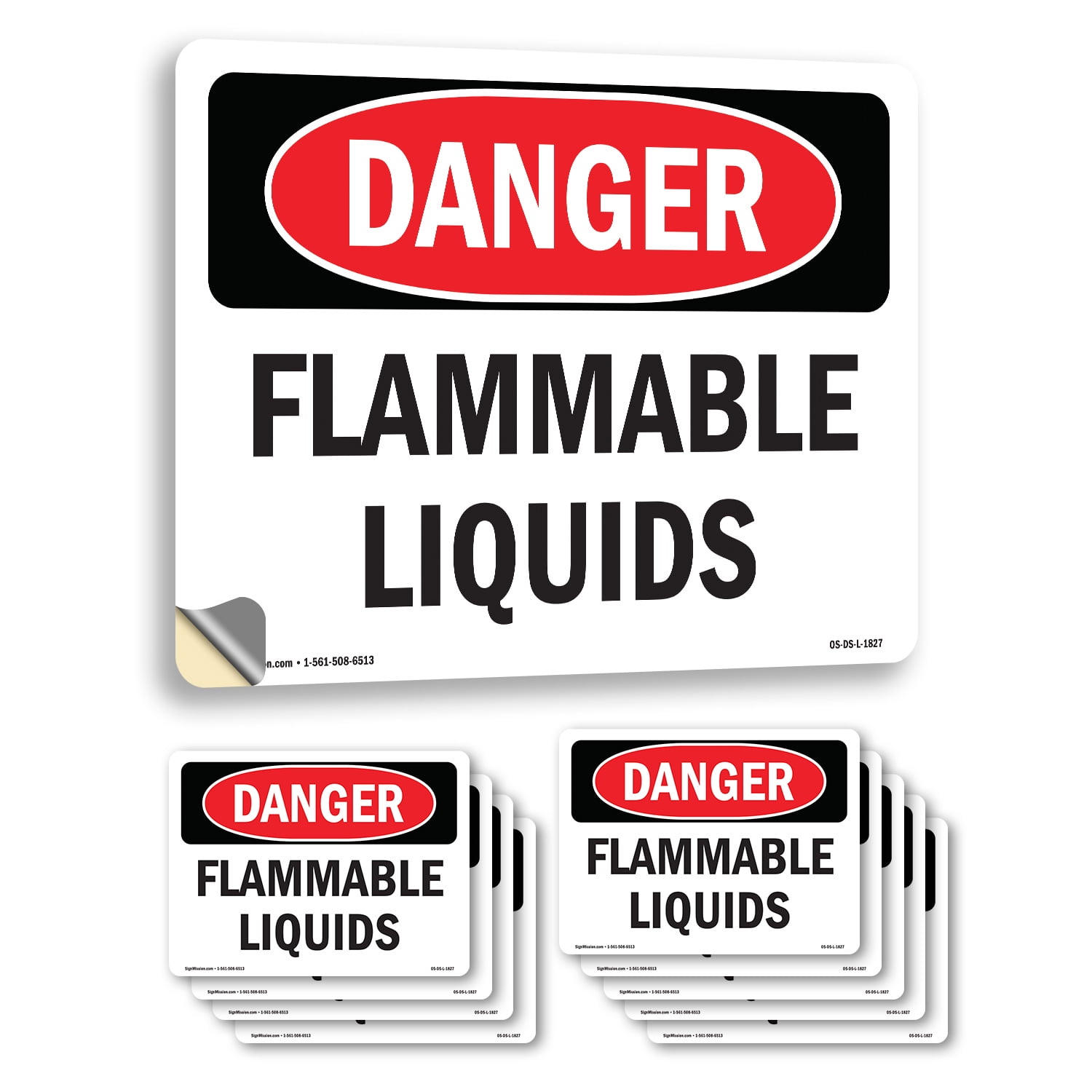 Flammable Liquids OSHA Danger Vinyl Decal Label 10 Inch x 7 Inch - 10 ...
