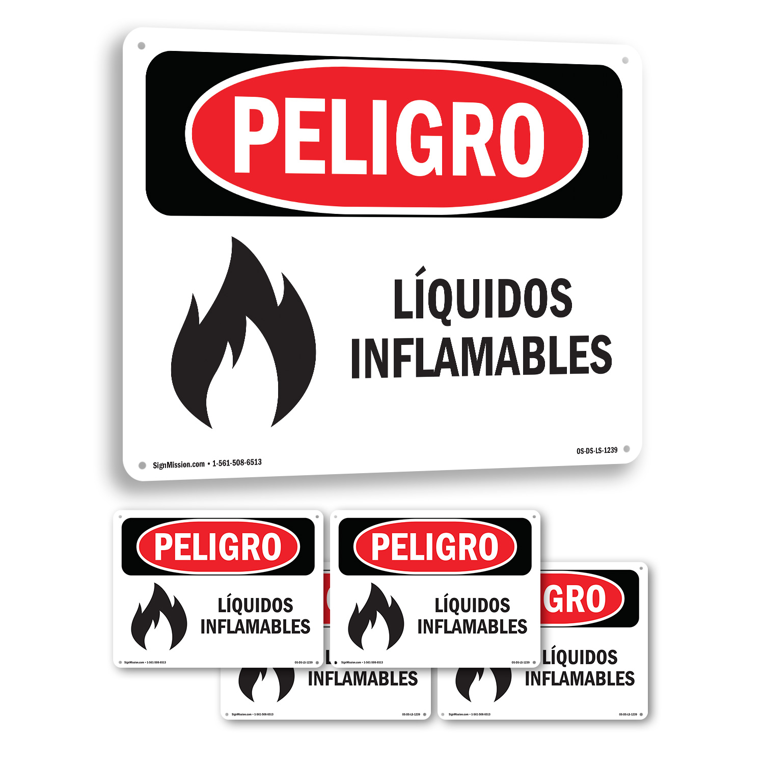 Flammable Liquids Spanish OSHA Danger Rigid Plastic Sign 24 Inch x 18 ...