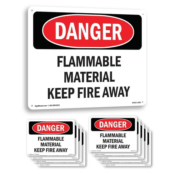 Flammable Material Keep Fire Away OSHA Danger Aluminum Sign 24 Inch x ...