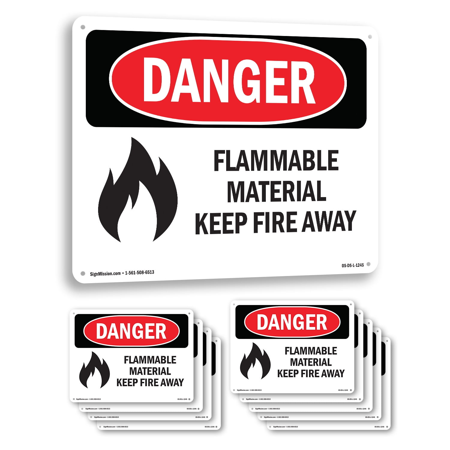 Flammable Material Keep Fire Away OSHA Danger Rigid Plastic Sign 18 ...