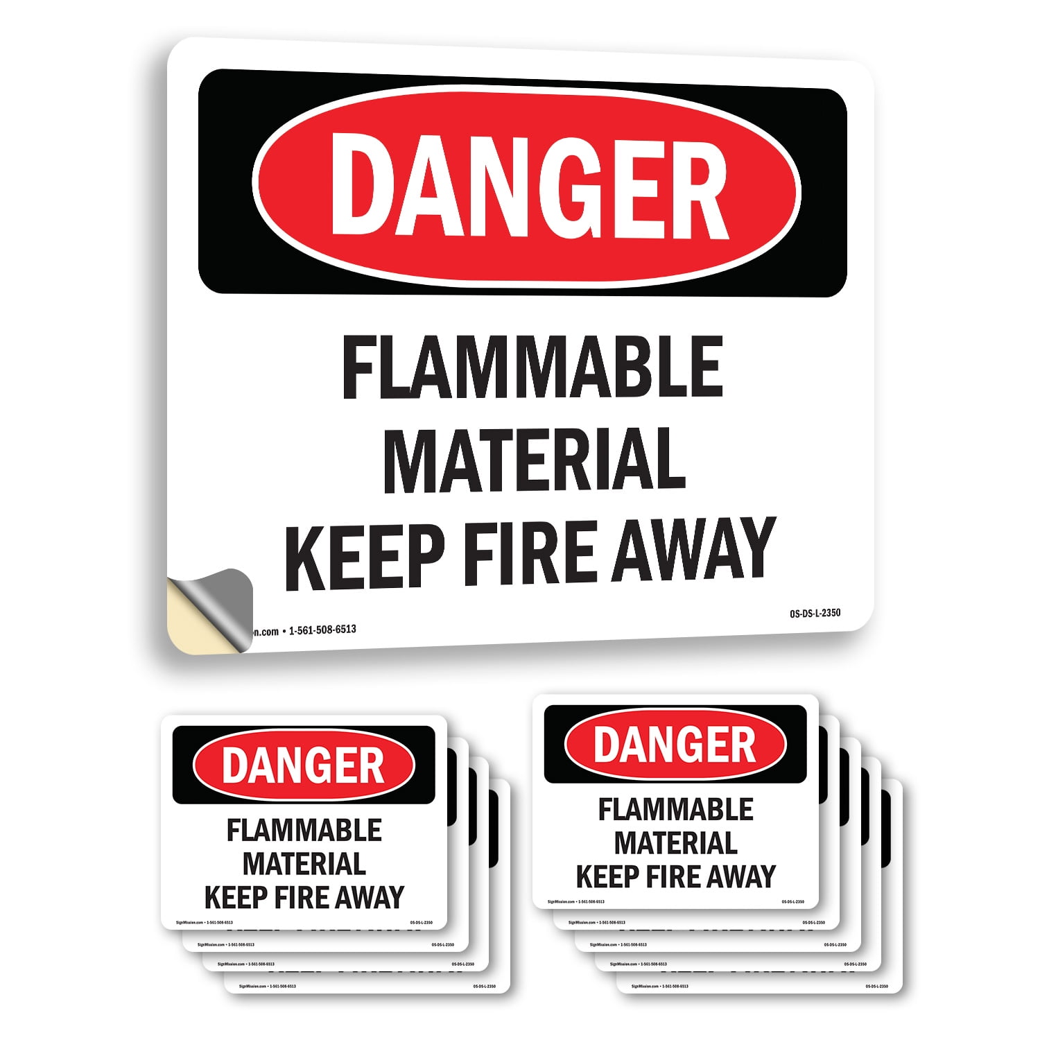 Flammable Material Keep Fire Away OSHA Danger Vinyl Decal Label 24 Inch ...