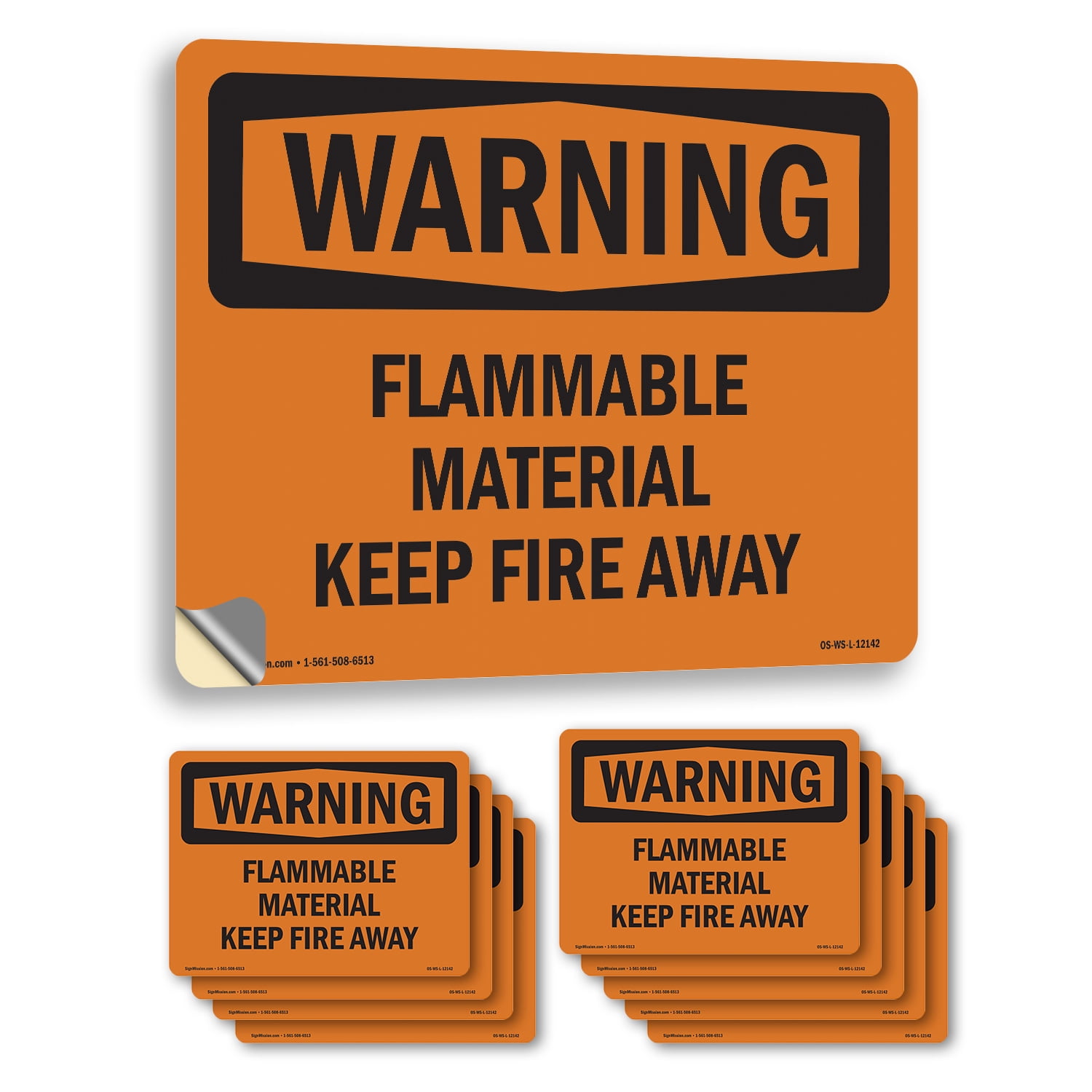 Flammable Material Keep Fire Away OSHA WARNING Vinyl Decal Label 10 ...