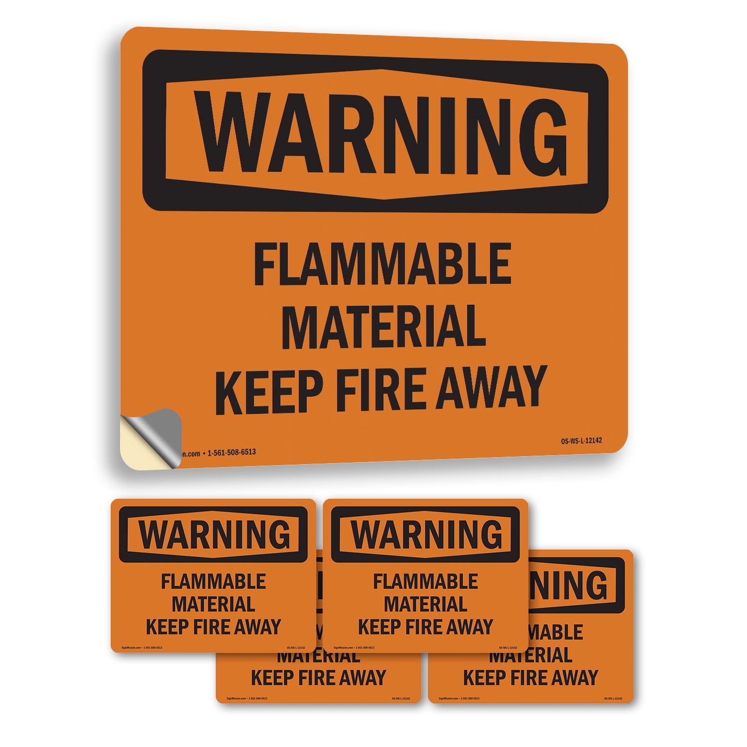 Flammable Material Keep Fire Away OSHA WARNING Vinyl Decal Label 18 ...