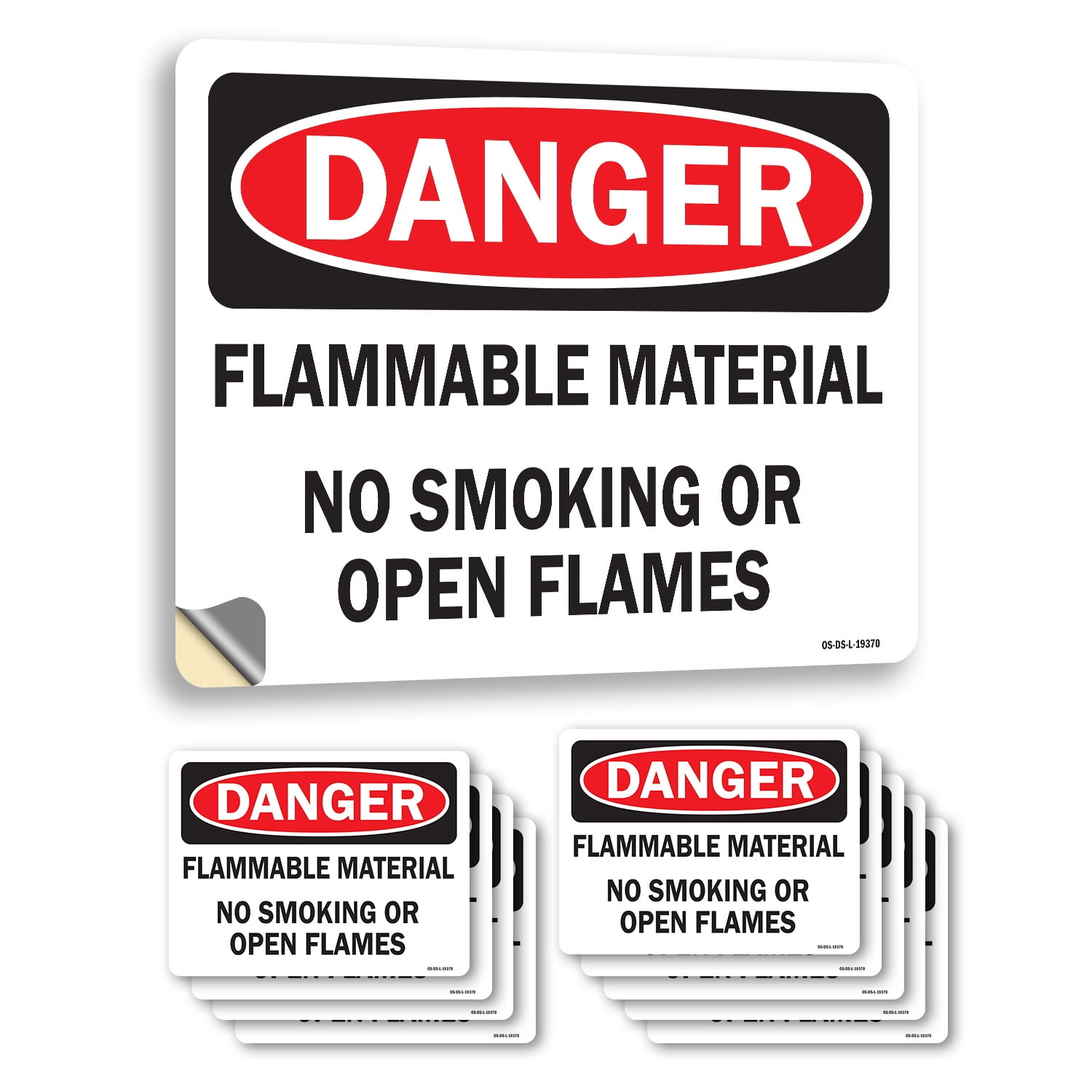 Flammable Material No Smoking Or Open Flames OSHA Danger Vinyl Decal ...