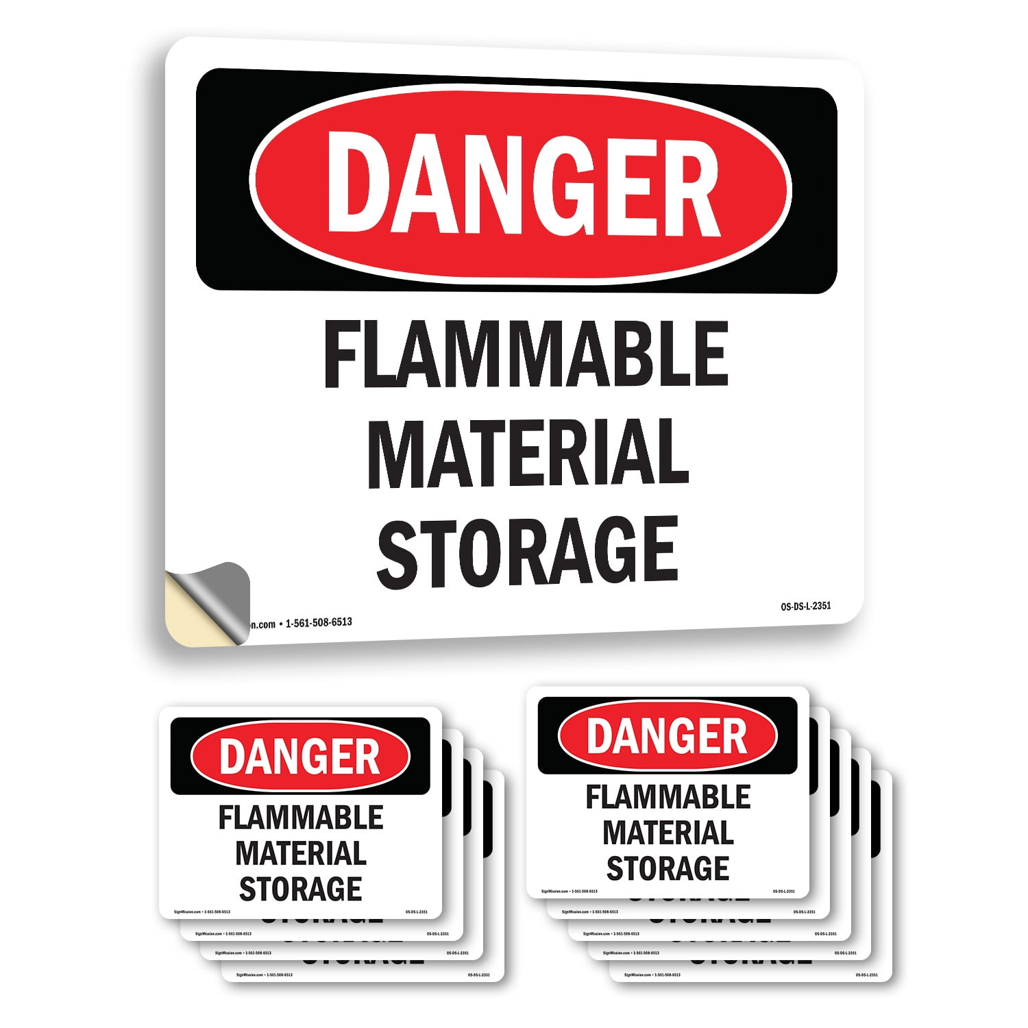 Flammable Material Storage OSHA Danger Vinyl Decal Label 5 Inch x 3.5 ...