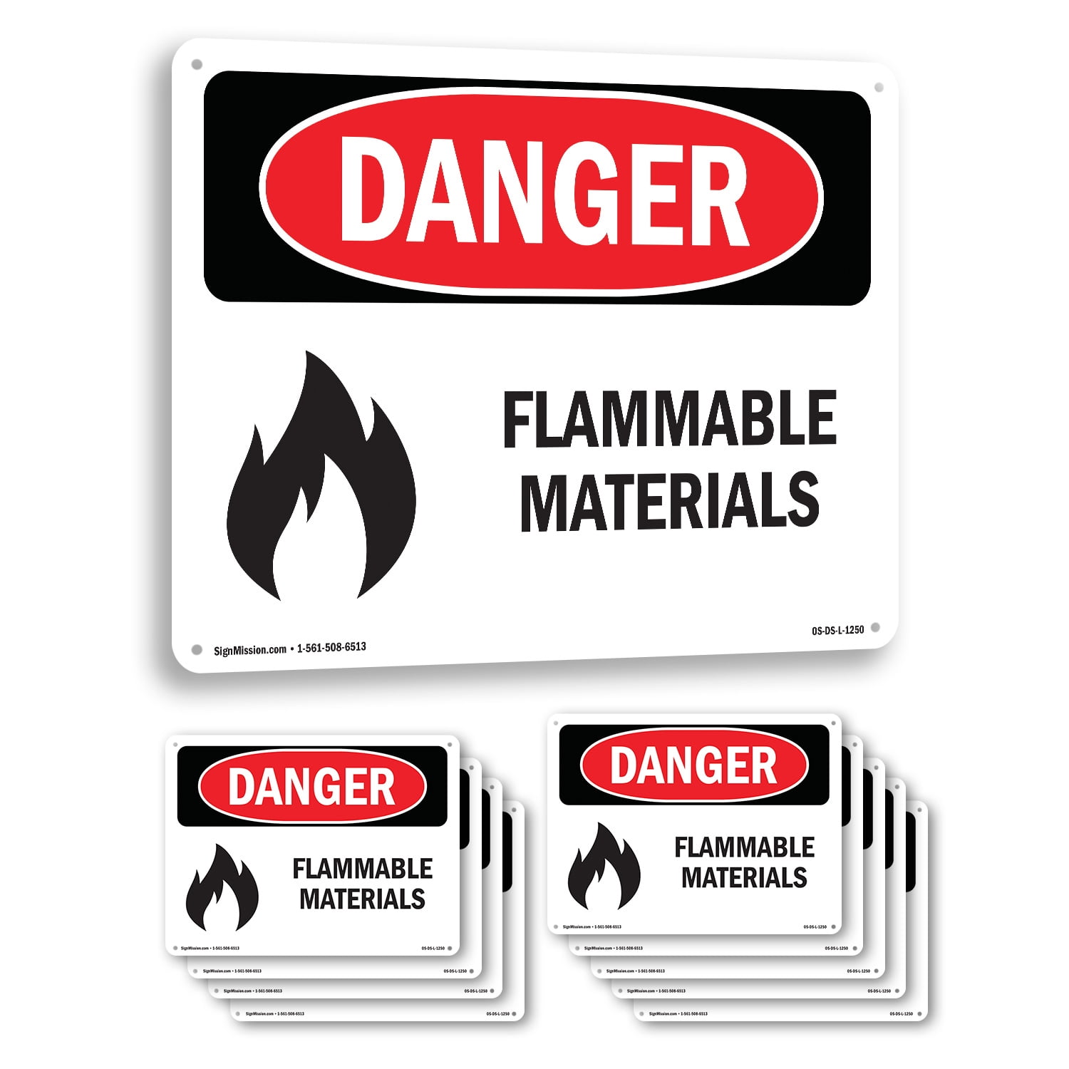 Flammable Materials OSHA Danger Rigid Plastic Sign 24 Inch x 18 Inch ...