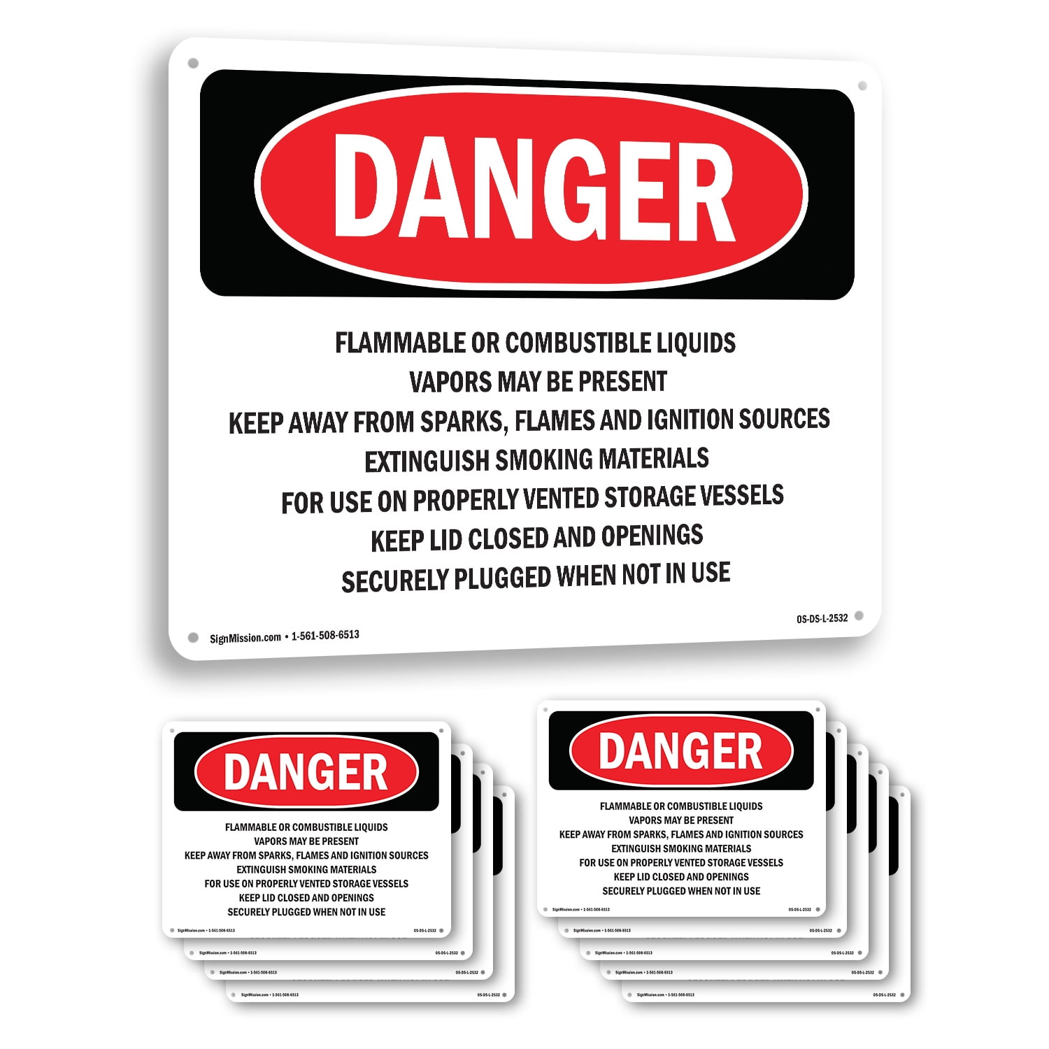 Flammable Or Combustible Liquids Vapors OSHA Danger Rigid Plastic Sign ...