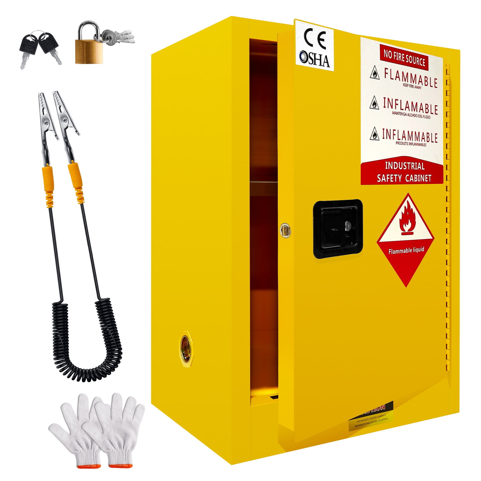 Flammable Safety Cabinet, 12 Gallon Capacity, Air Isolation Layer ...