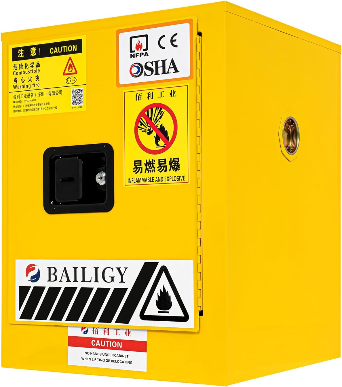 Flammable Storage Cabinet, 12 Gallon Yellow Safety Storage Flammable ...