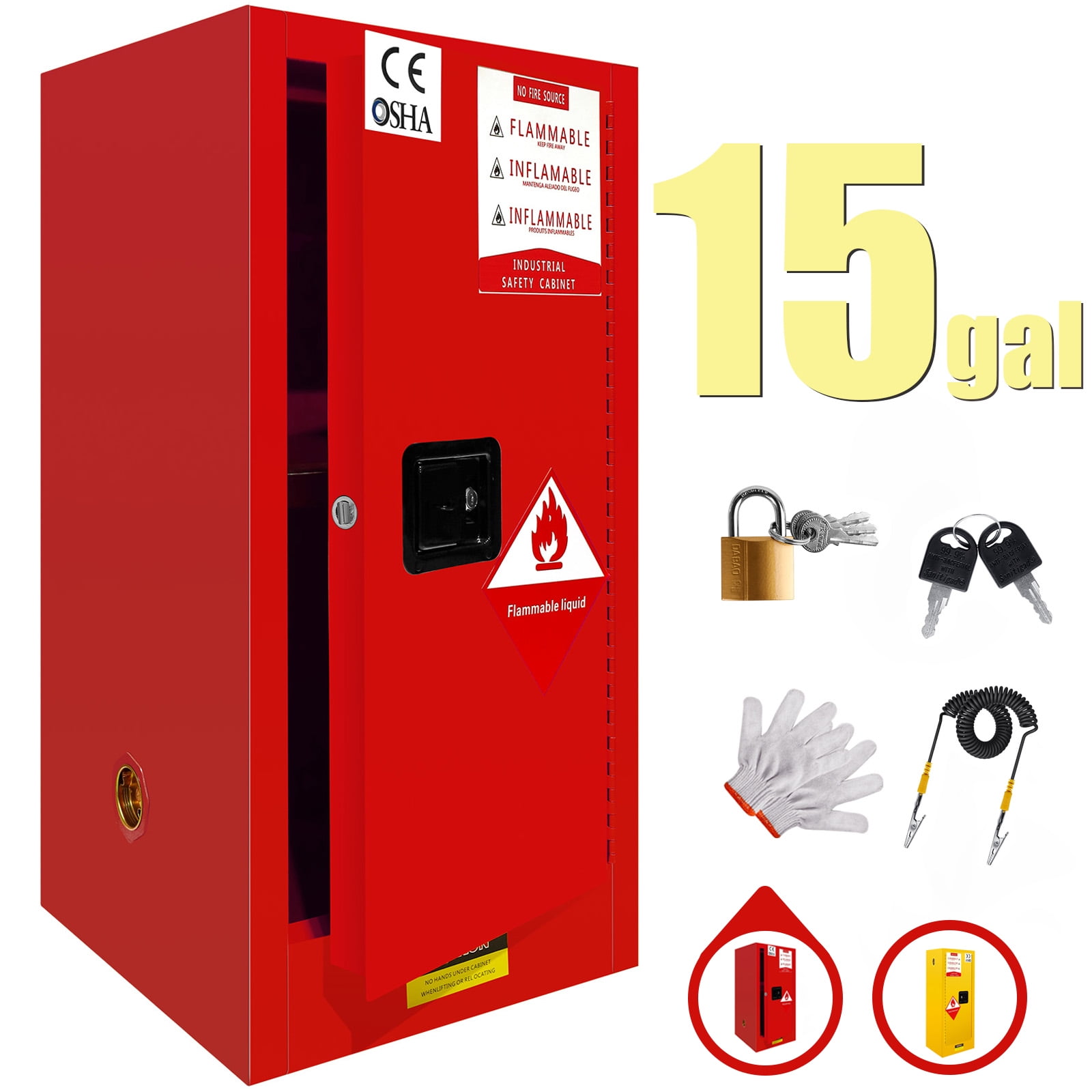 Flammable Storage Cabinet 15 Gallon, 35Hx23)x18.11D Inch Adjustable ...