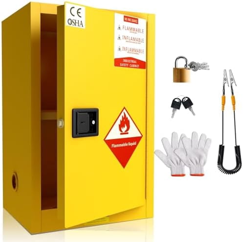 Flammable Storage Cabinet 35.5" x 23.23" x 18.11", 16 Gallon Galvanized ...