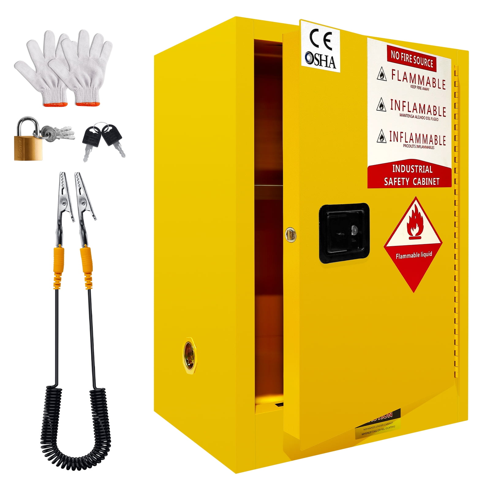 Flammable Storage Cabinet, 35H x 23.23W x 18.11D Galvanized Steel ...