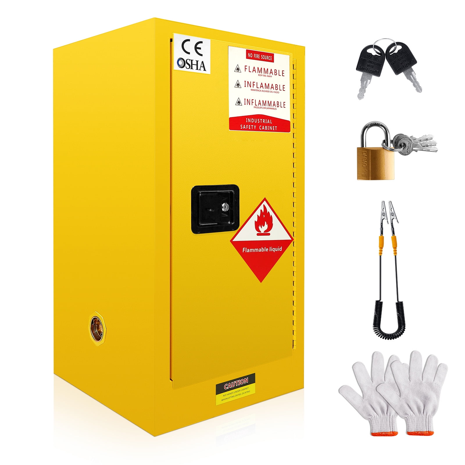 Flammable Storage Cabinet 6 Gallon, 18.11" x 18.11" x 35.5" Adjustable ...