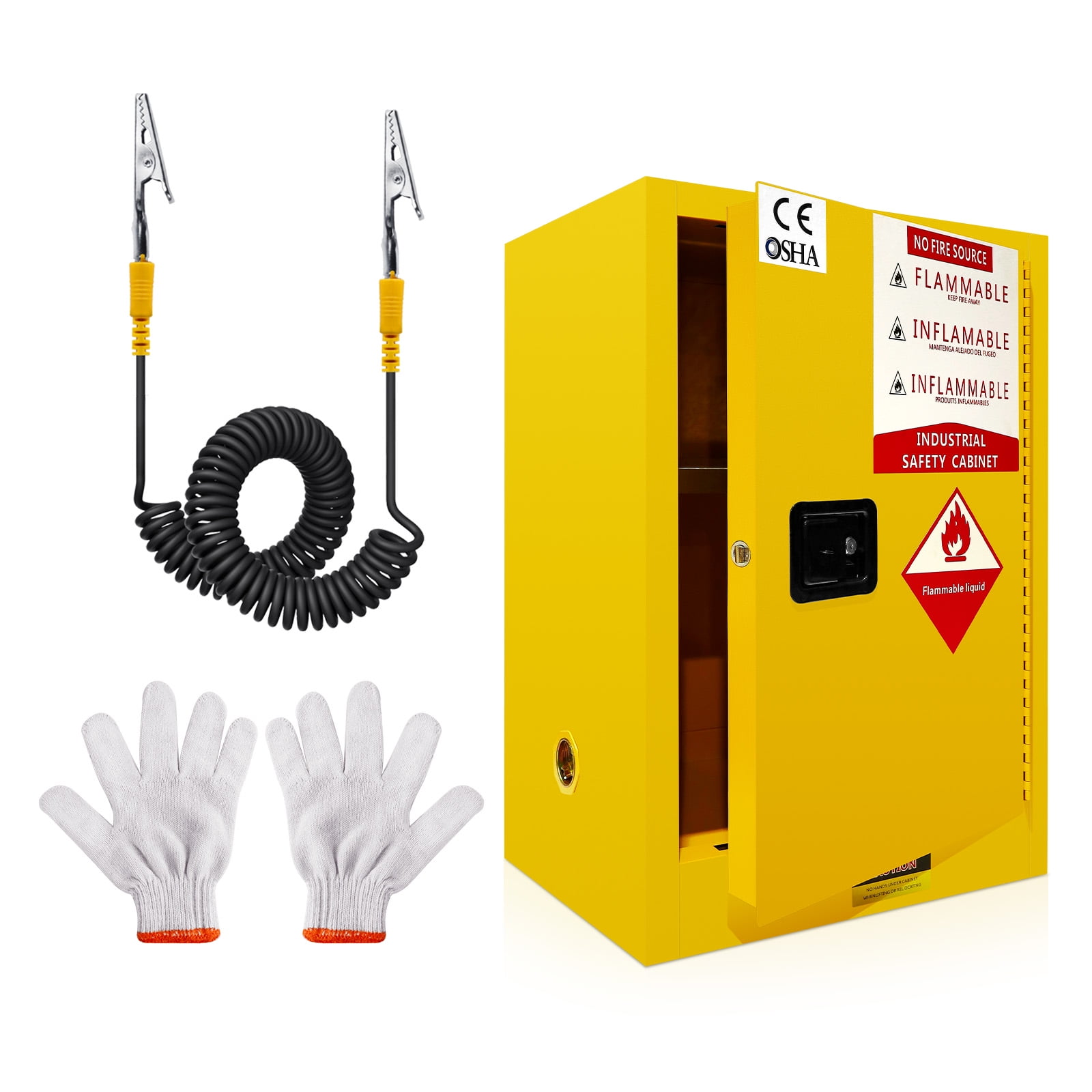 Flammable Storage Cabinet Yellow, 18x23x35 Inch, Galvanized Steel ...