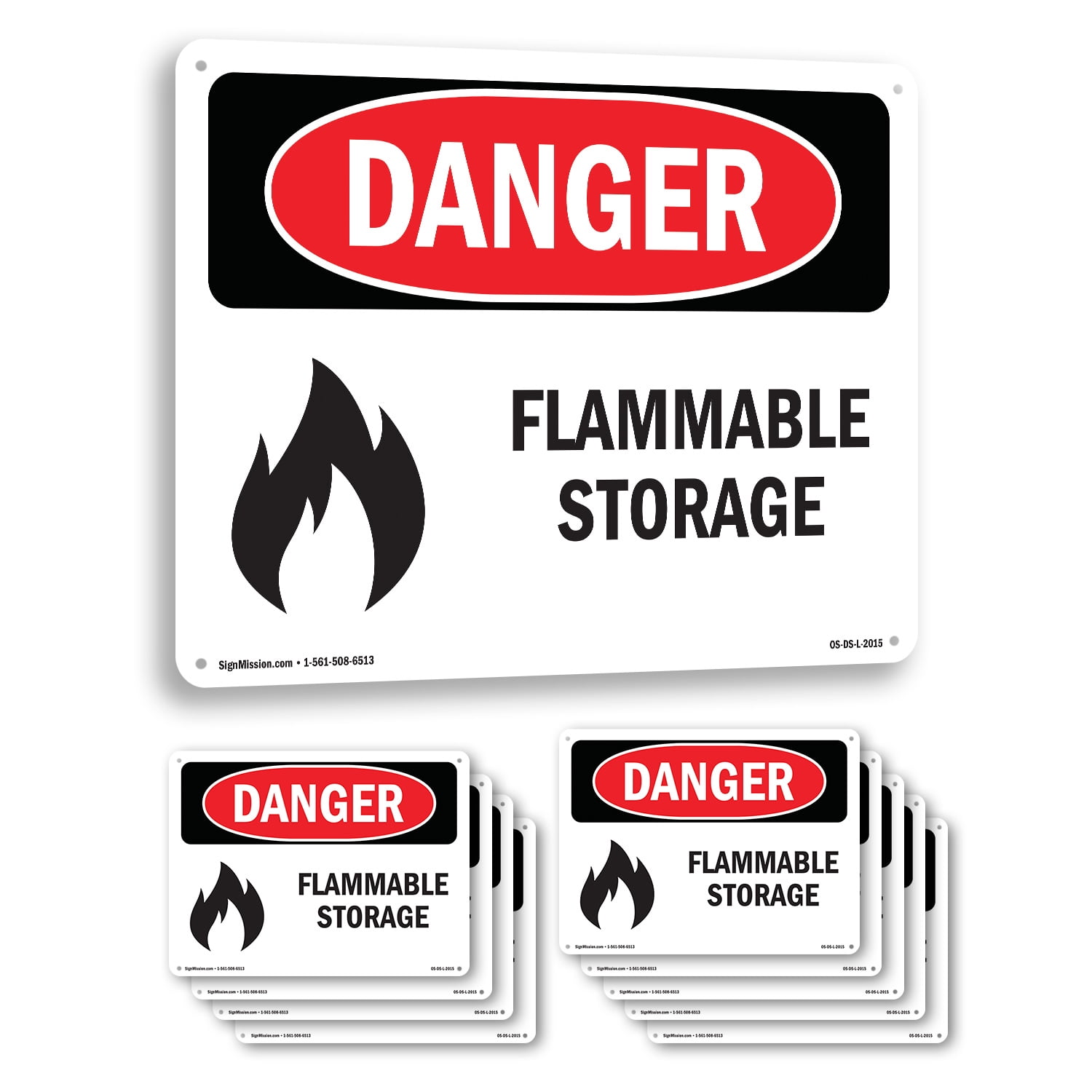 Flammable Storage OSHA Danger Aluminum Sign 14 Inch x 10 Inch - 10 Pack ...