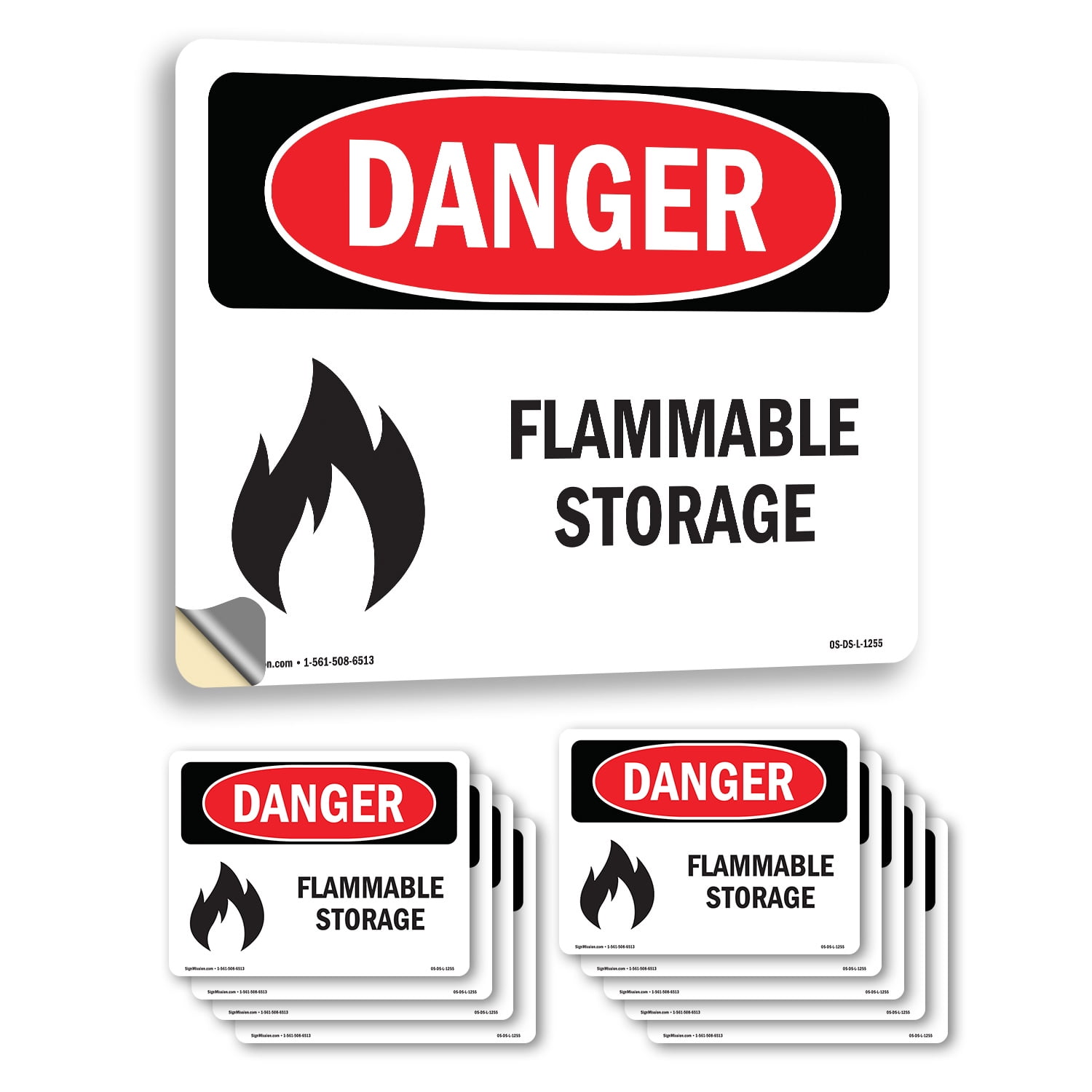 Flammable Storage OSHA Danger Vinyl Decal Label 24 Inch x 18 Inch - 10 ...