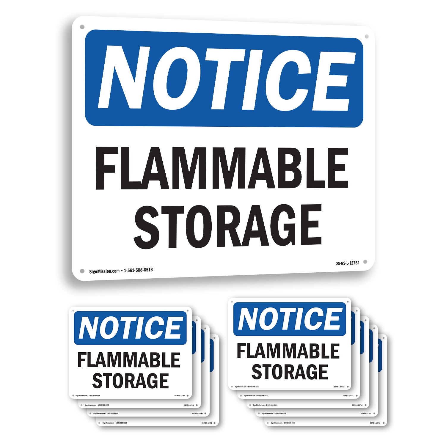 Flammable Storage OSHA Notice Rigid Plastic Sign 18 Inch x 12 Inch - 10 ...