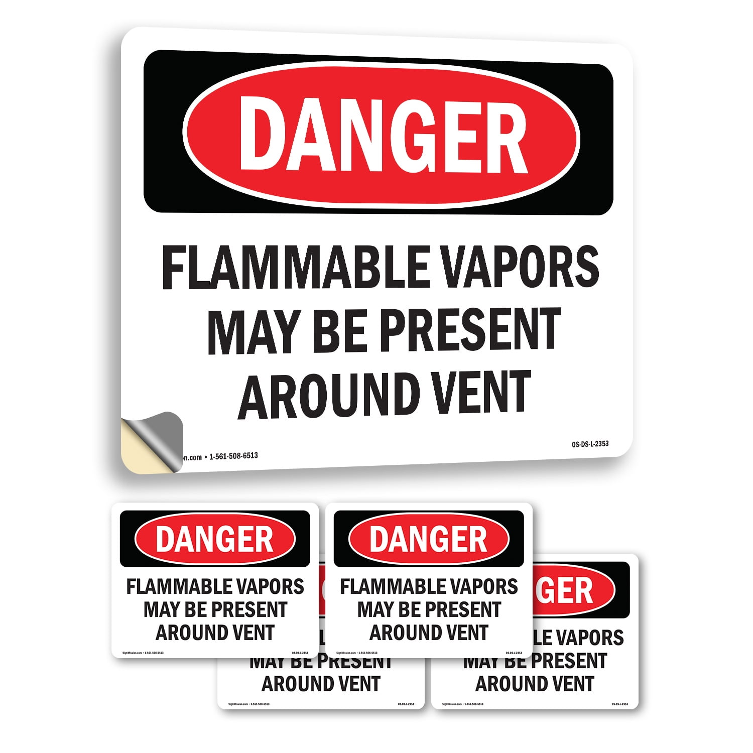 Flammable Vapors May Be Present Around Vent OSHA Danger Vinyl Decal ...