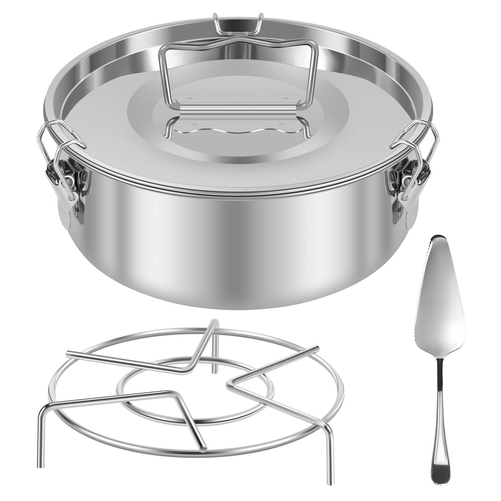 Flan Mold with Lid,Stainless Steel Flan Pan Mold with Handle,1.5QT ...