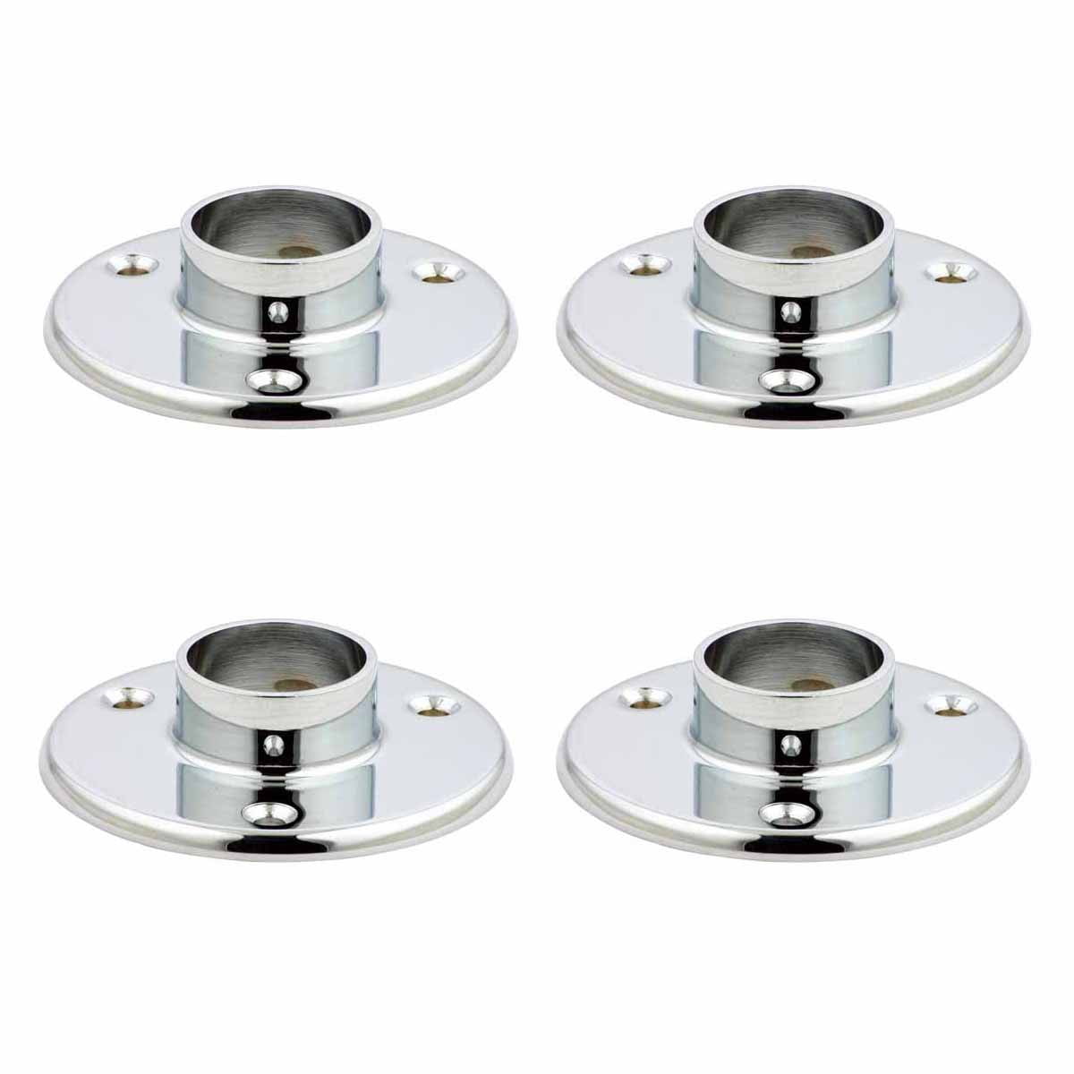 Flange 1.5" OD Rail Chrome Brass Bar Foot Tube Rest Set of 4 - Walmart.com