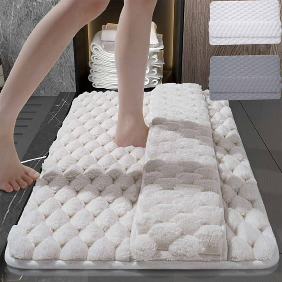 Flannel Absorbent Bathroom Floor Mat | Extra Thick 30mm Plush Non Slip ...