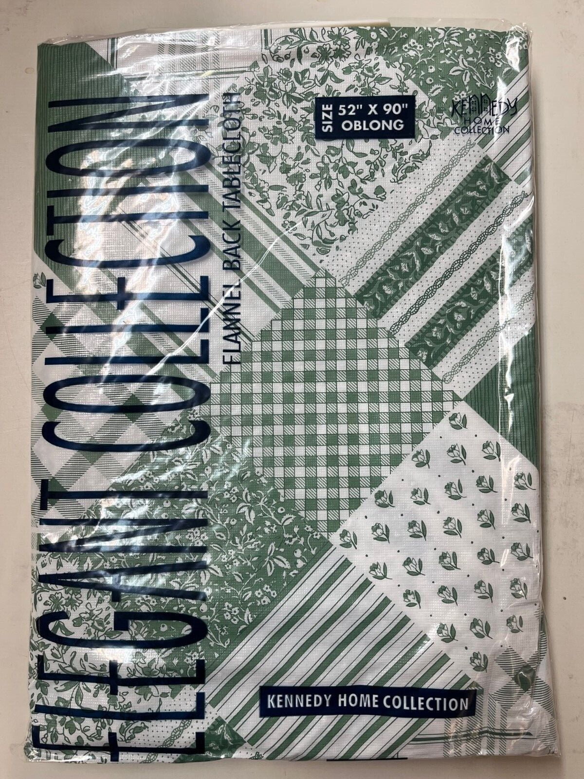Flannel Back Vinyl Tablecloth, 52 inches Wide x 90 Inches Long, Green ...